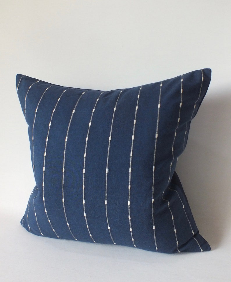 Blue Striped Pillow Cover Throw Cushions Cover Handmade - Etsy