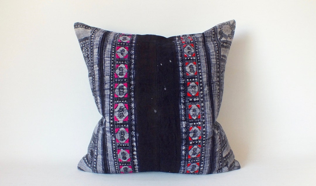 Sofa Cushions Vintage Recycled Hemp Indigo Hand Printed Pillow Ethnic ...