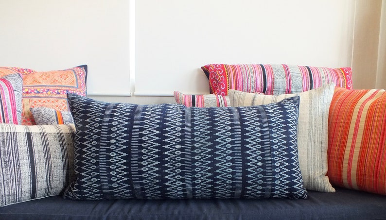 Blue Pillow Batik Textile Decorative Cushion Sofa Scatter | Etsy