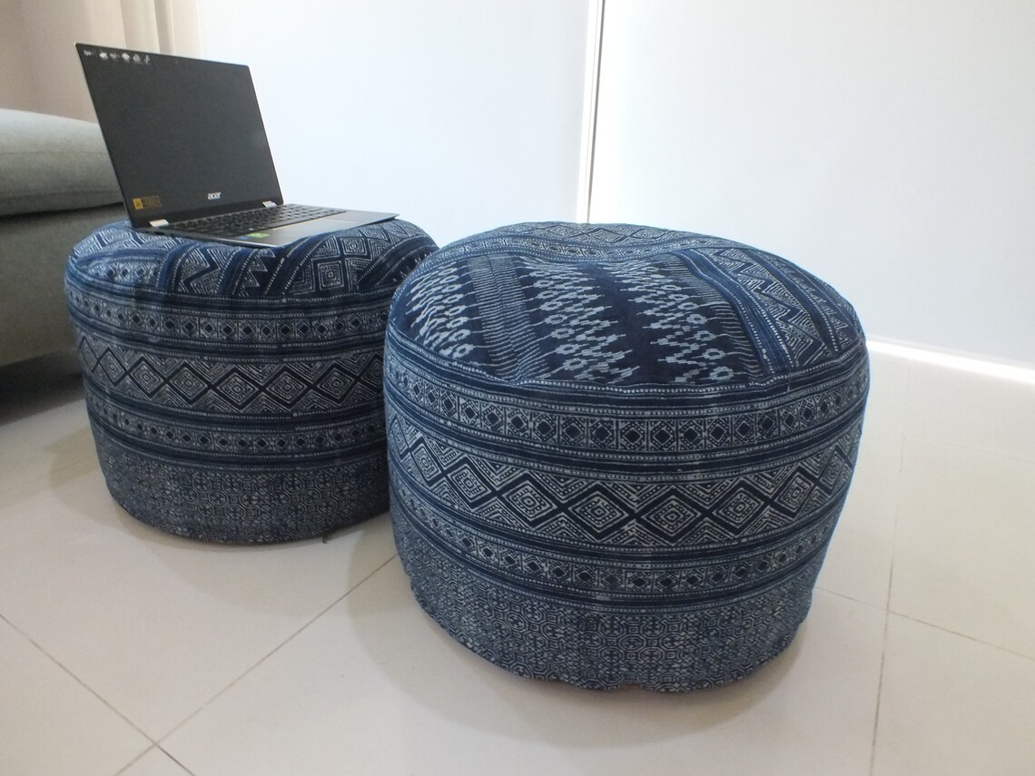 Ottoman Cushions Stool Boho Hocker, Boho Pillow Pouf Vintage Fabric ...