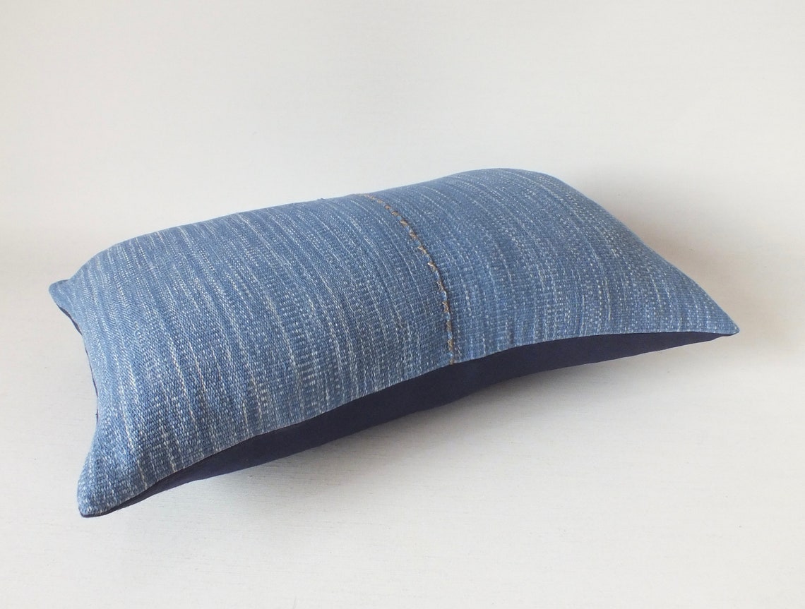 Light Blue Cushion Hand Woven Boho Textile Embroidered Ethnic Accent ...