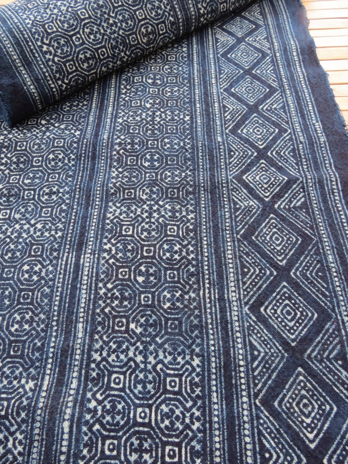 Handprinted Batik Hmong Cotton Fabric Tribal Fabrics- Table Runner ...