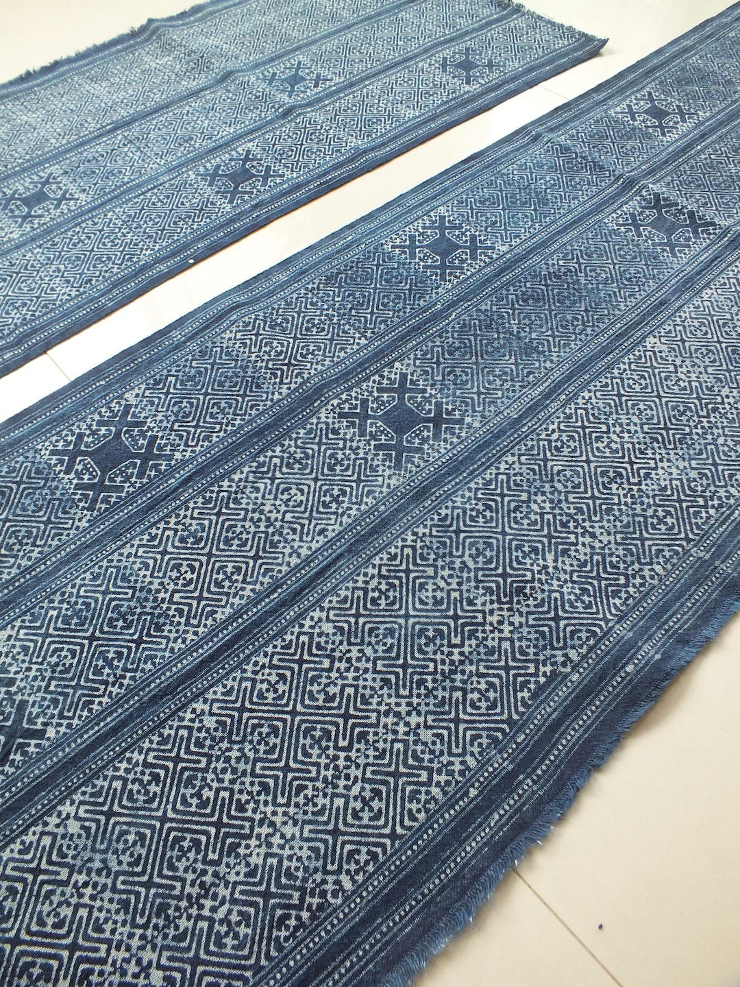 Hmong Fabrics Hand Painted Batik Indigo Textiles Table Runner Wedding ...
