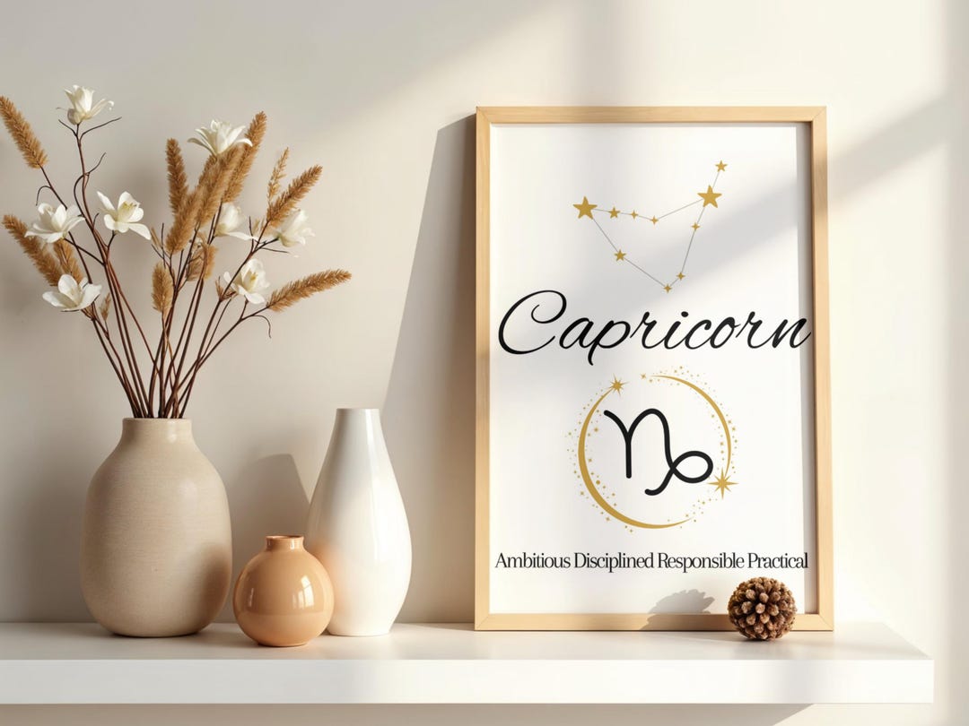 Minimalist Capricorn Personality Traits Wall Art, Zodiac Gift ...