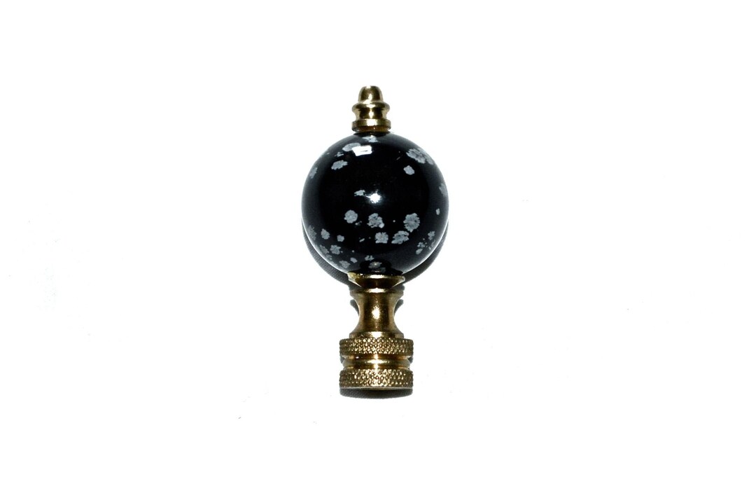Snowflake Obsidian Lamp Finial Black White Natural Stone - Etsy