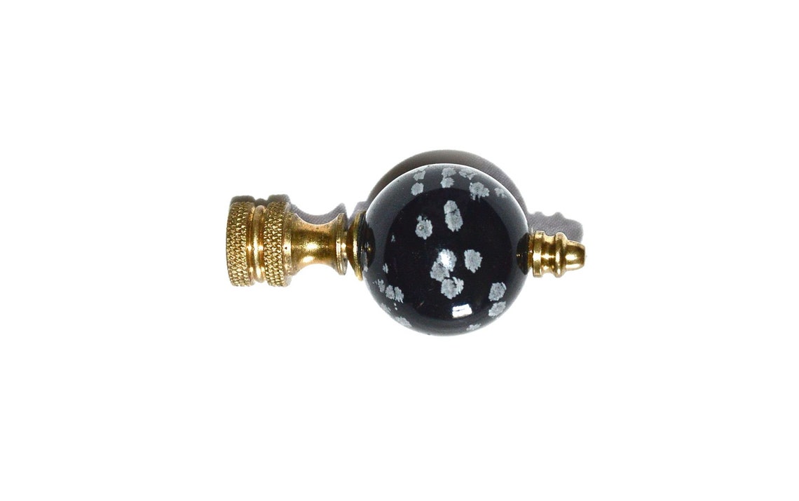 Snowflake Obsidian Lamp Finial Black White Natural Stone | Etsy