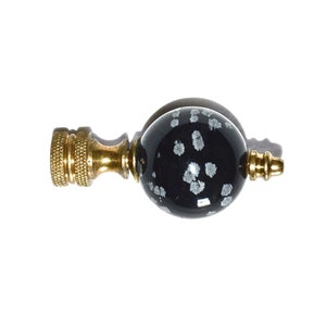 Snowflake Obsidian Lamp Finial Black White Natural Stone - Etsy