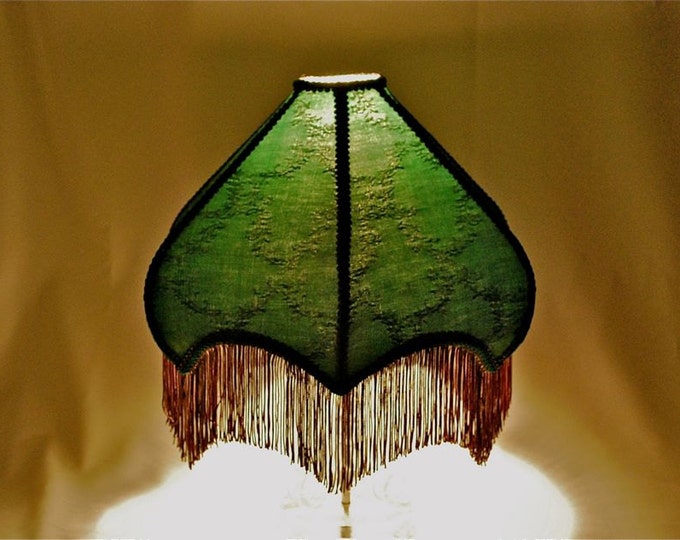 Forest Green Lamp Shade With Fringe Medium Large in Exotic Shape - Etsy
