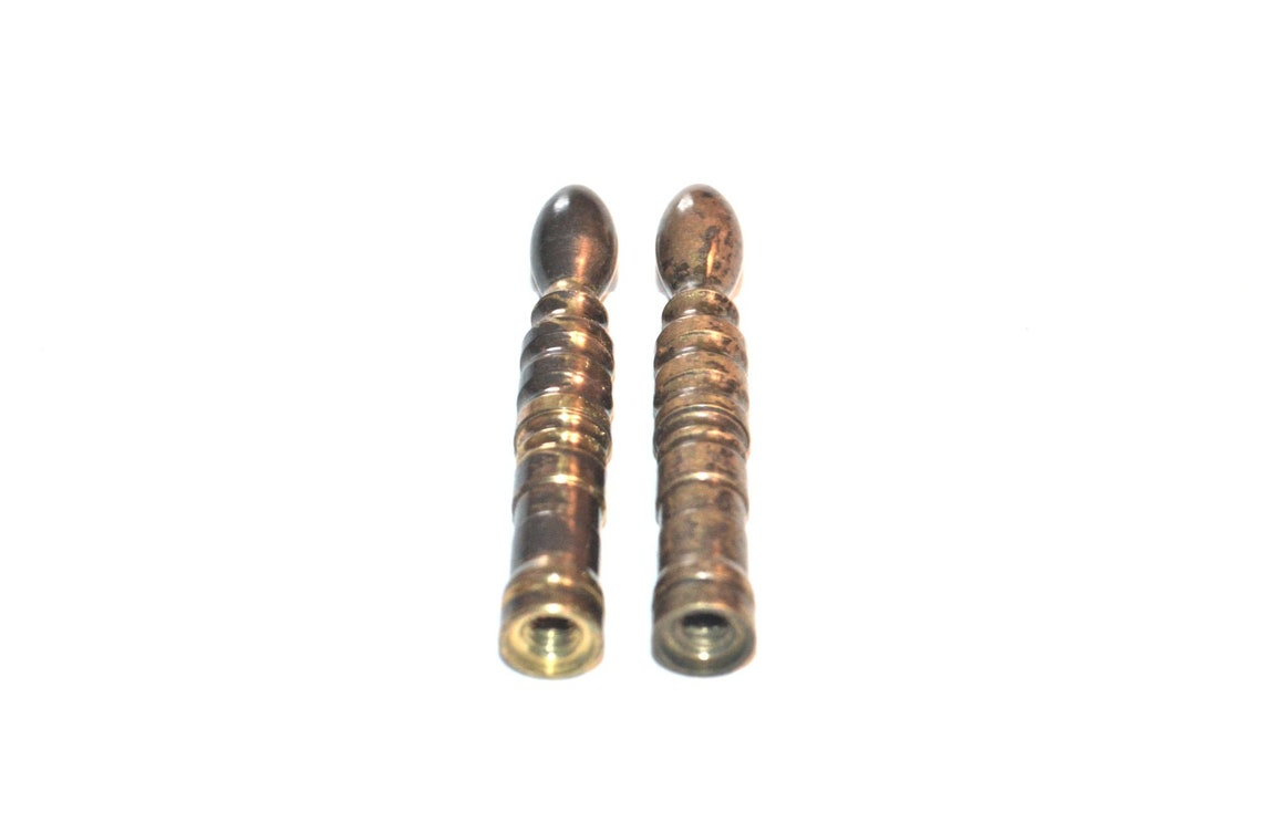Pair of Classic Finials Solid Brass Tall Slender Vintage - Etsy