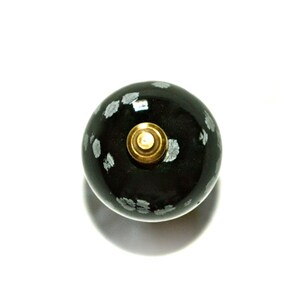 Snowflake Obsidian Lamp Finial Black White Natural Stone - Etsy