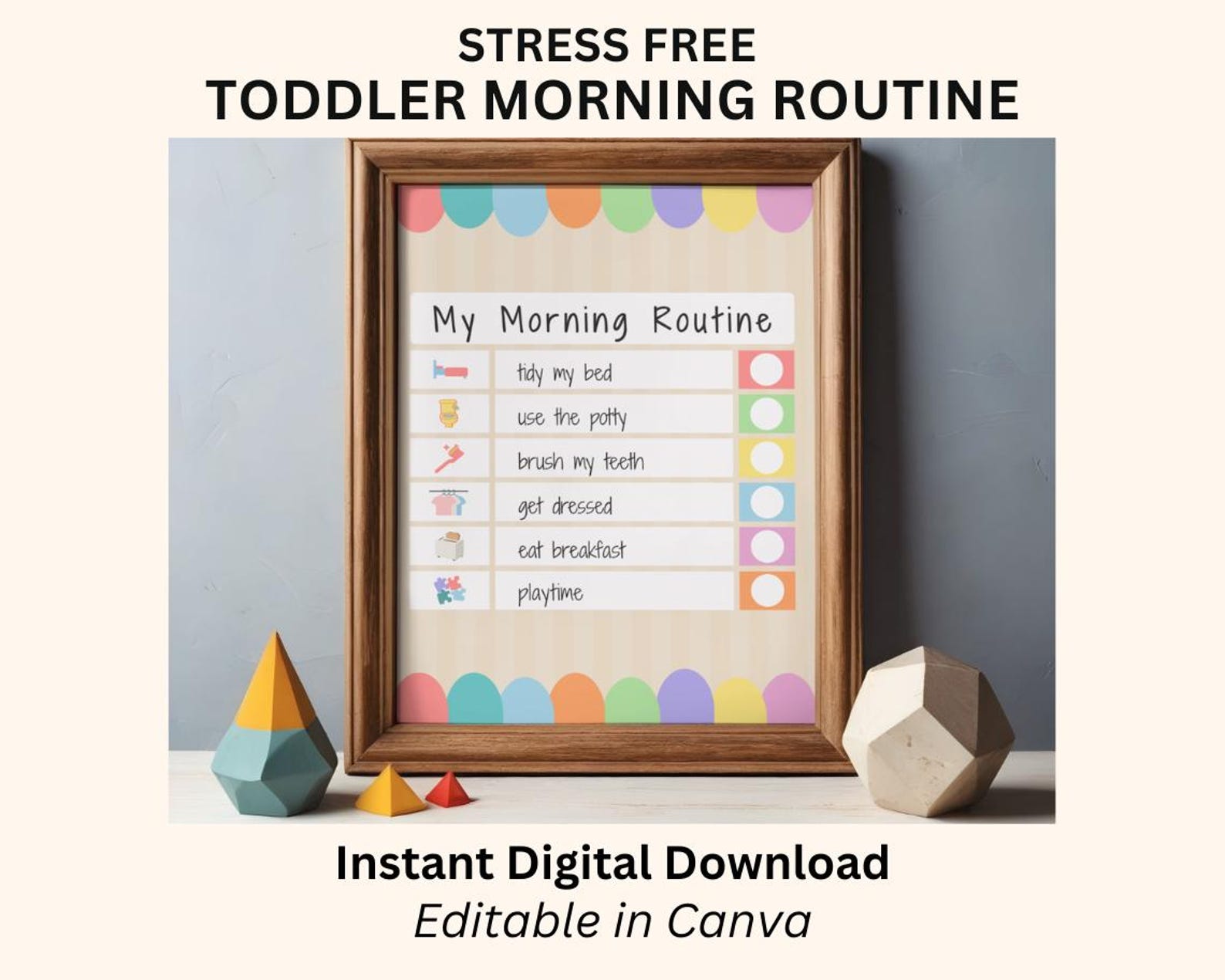 Custom Toddler Morning Routine Chart Printable, Kids Visual Schedule ...