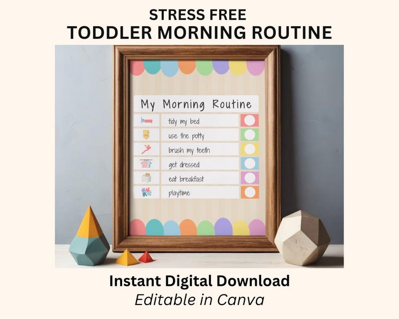 Custom Toddler Morning Routine Chart Printable, Kids Visual Schedule ...
