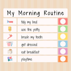Custom Toddler Morning Routine Chart Printable, Kids Visual Schedule ...