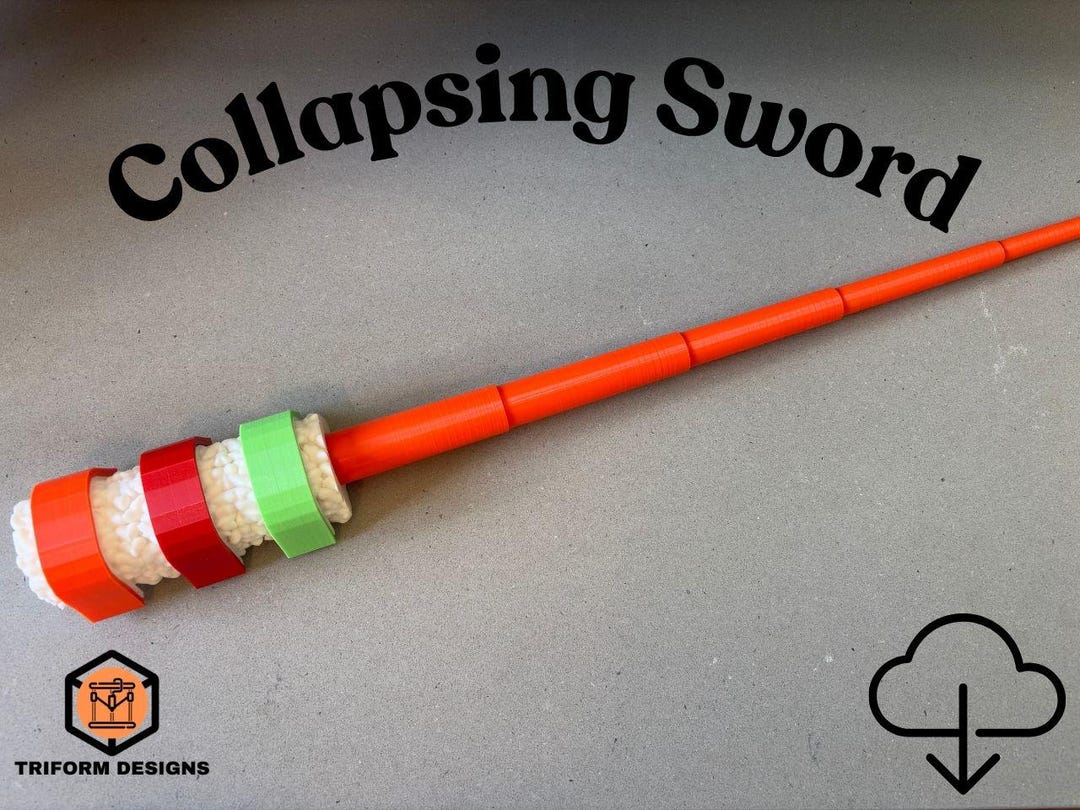 Collapsible Sushi Sword STL | Print-in-place Extendable Fidget Toy ...