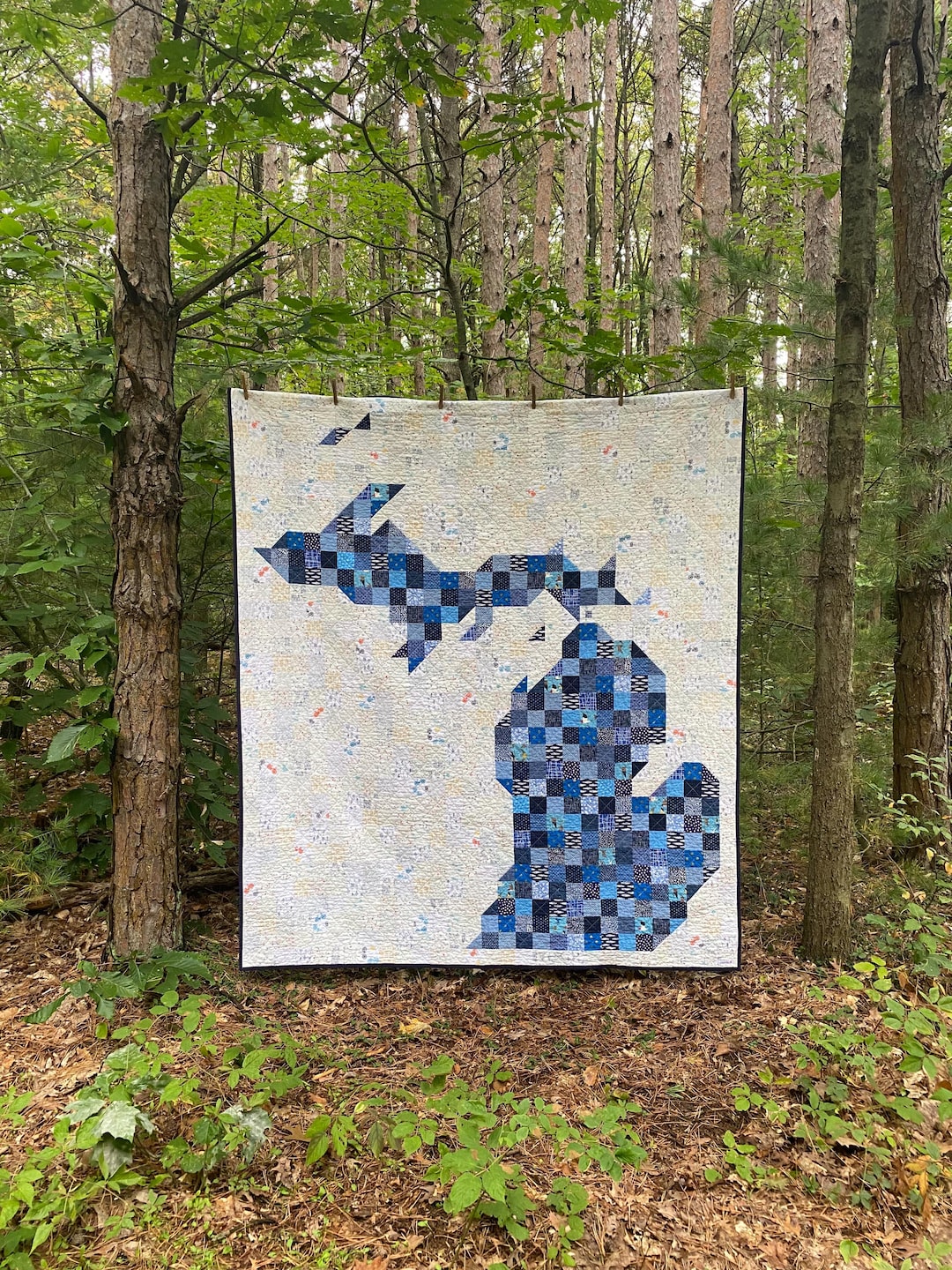 Michigan - PDF PATTERN - A Pixelated State Quilt - Holland Grand Rapids ...