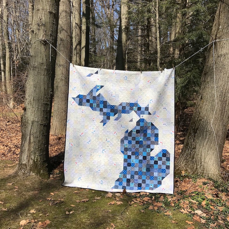 CUSTOM QUILT Michigan Quilt A Pixelated Michigan Quilt State of ...