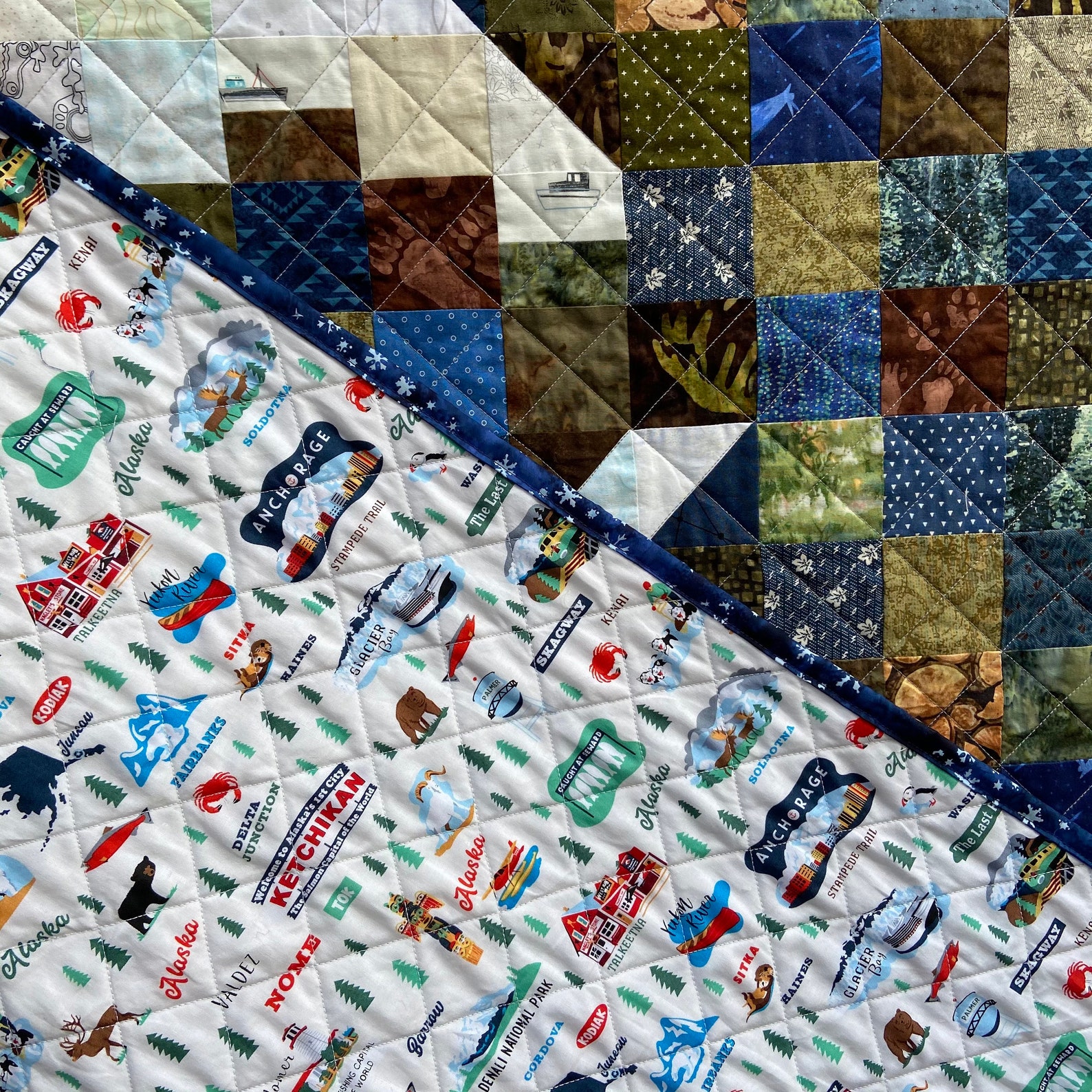 CUSTOM QUILT Alaska Quilt A Pixelated Alaska Quilt State | Etsy