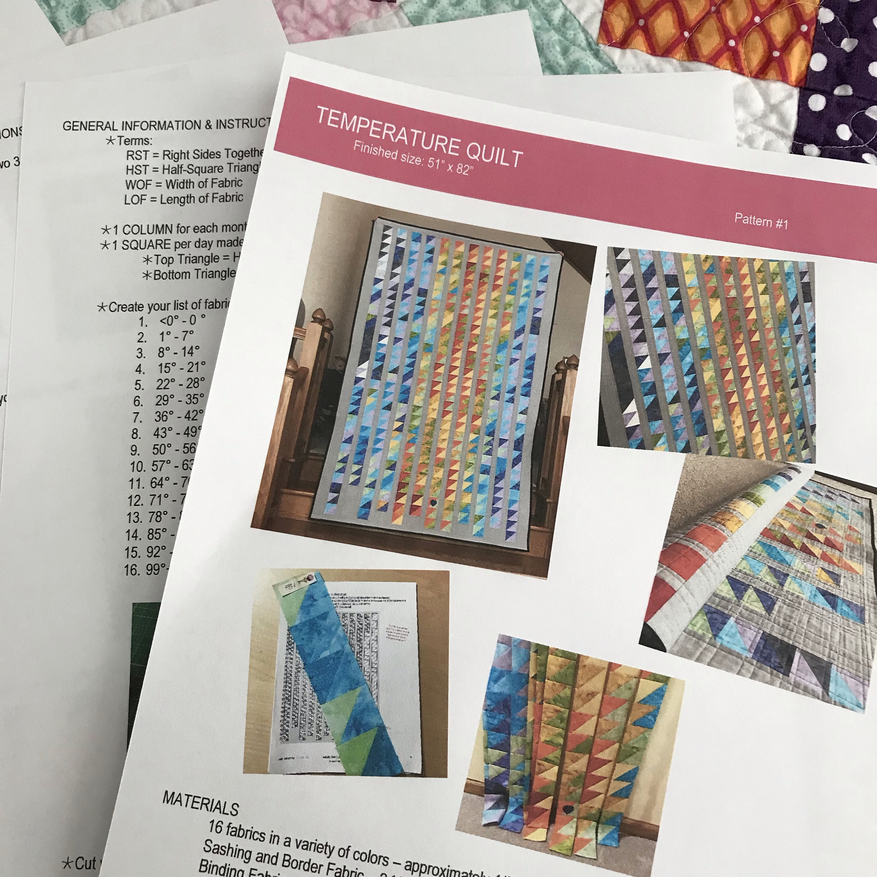 Paper Pattern Temperature Quilt Pattern by the Quilted Tulip Weather ...