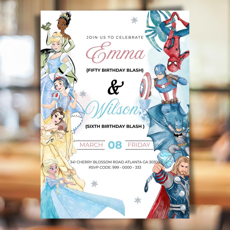 Custom Joint Birthday Invitation | Sibling Birthday Invite | Double ...