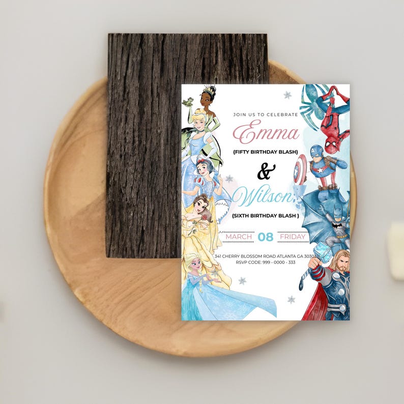 Custom Joint Birthday Invitation | Sibling Birthday Invite | Double ...