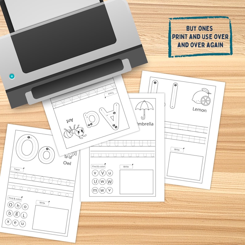 Alphabet Tracing Worksheets A-Z, Handwriting Practice, Find the Letter ...