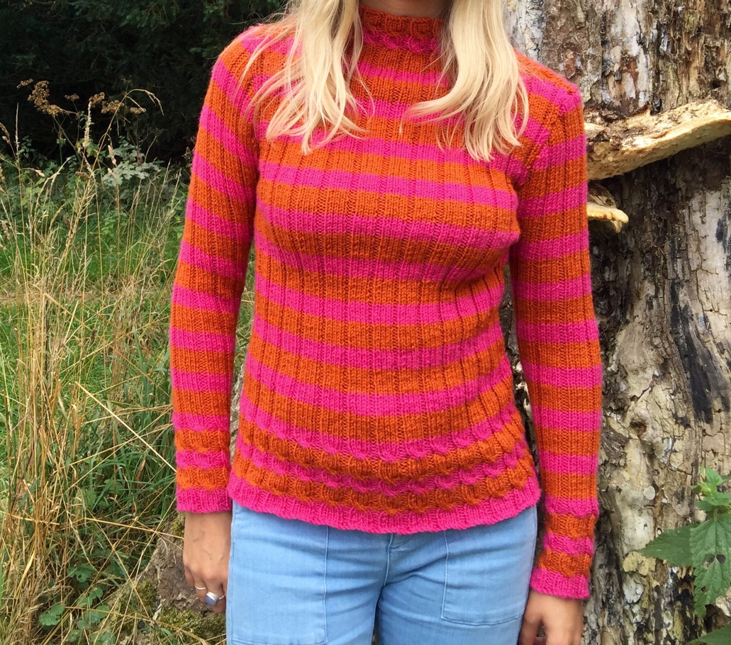 Cable and Rib Striped Sweater Knitting Pattern (PDF File) - Etsy UK