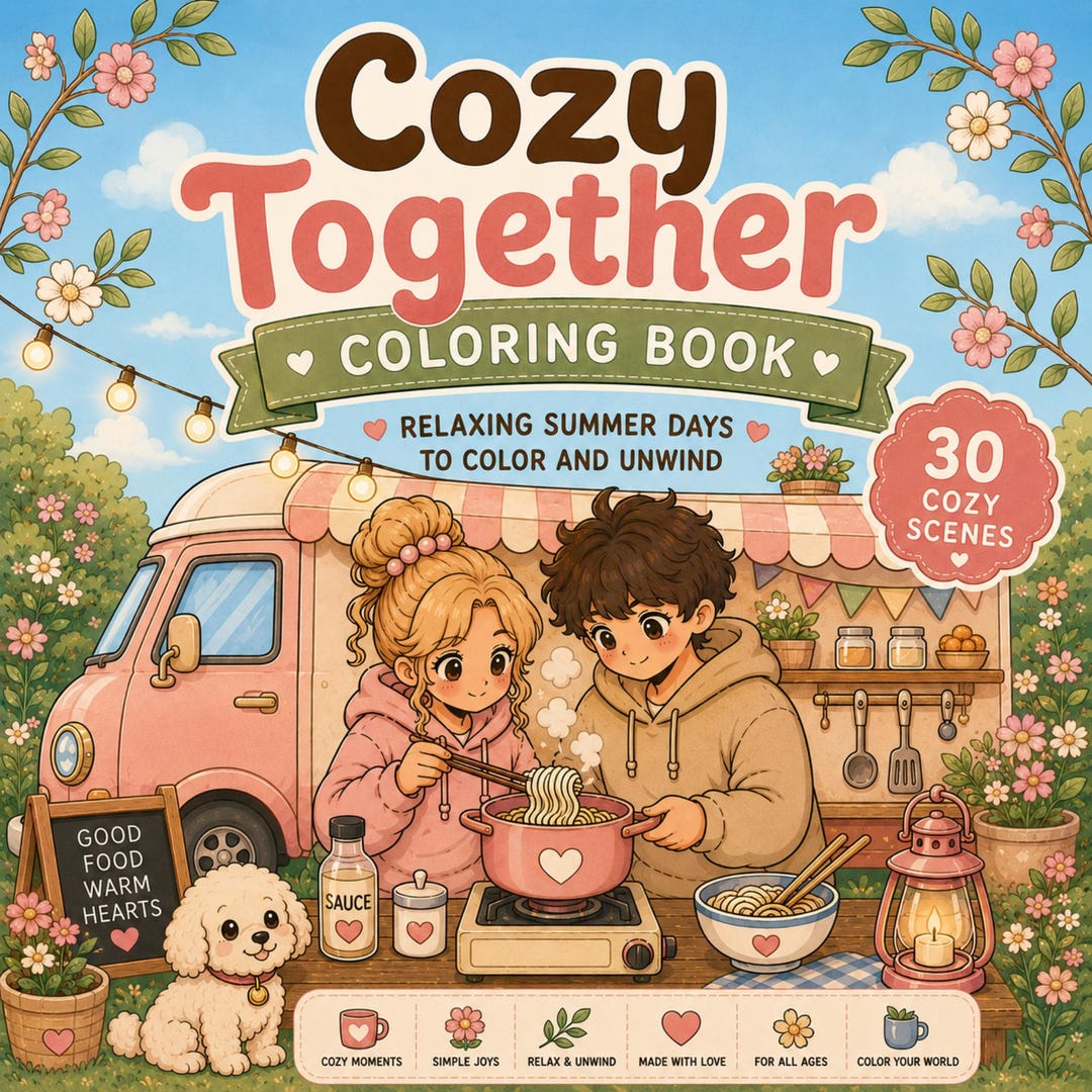 Cozy Summer Coloring Book | 30 Relaxing Hygge Scenes (digital Download ...