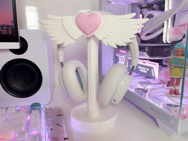 Customize Your Cute Angel Wings Headphone Stand – Coquette 3D Printed ...