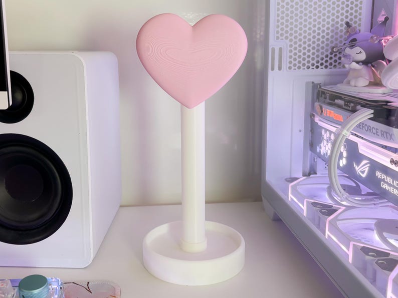 Heart Headphone Stand, Customize Your PLA 3D Printed Desk Decor, Gamer ...