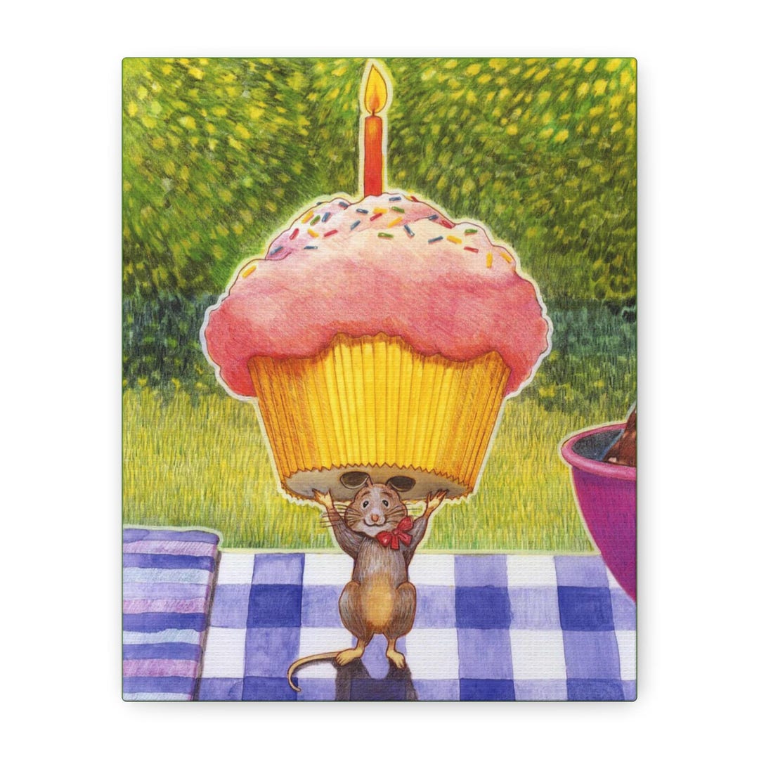 Charming Birthday Image of Mouse Holding Cupcake With Birthday Candle ...