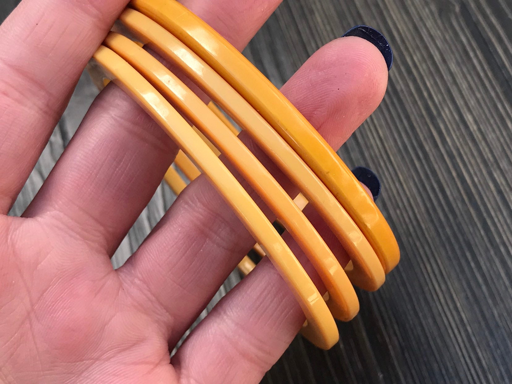 Vintage Bakelite Bangle Spacers Stack of Yellow Bracelets Set | Etsy