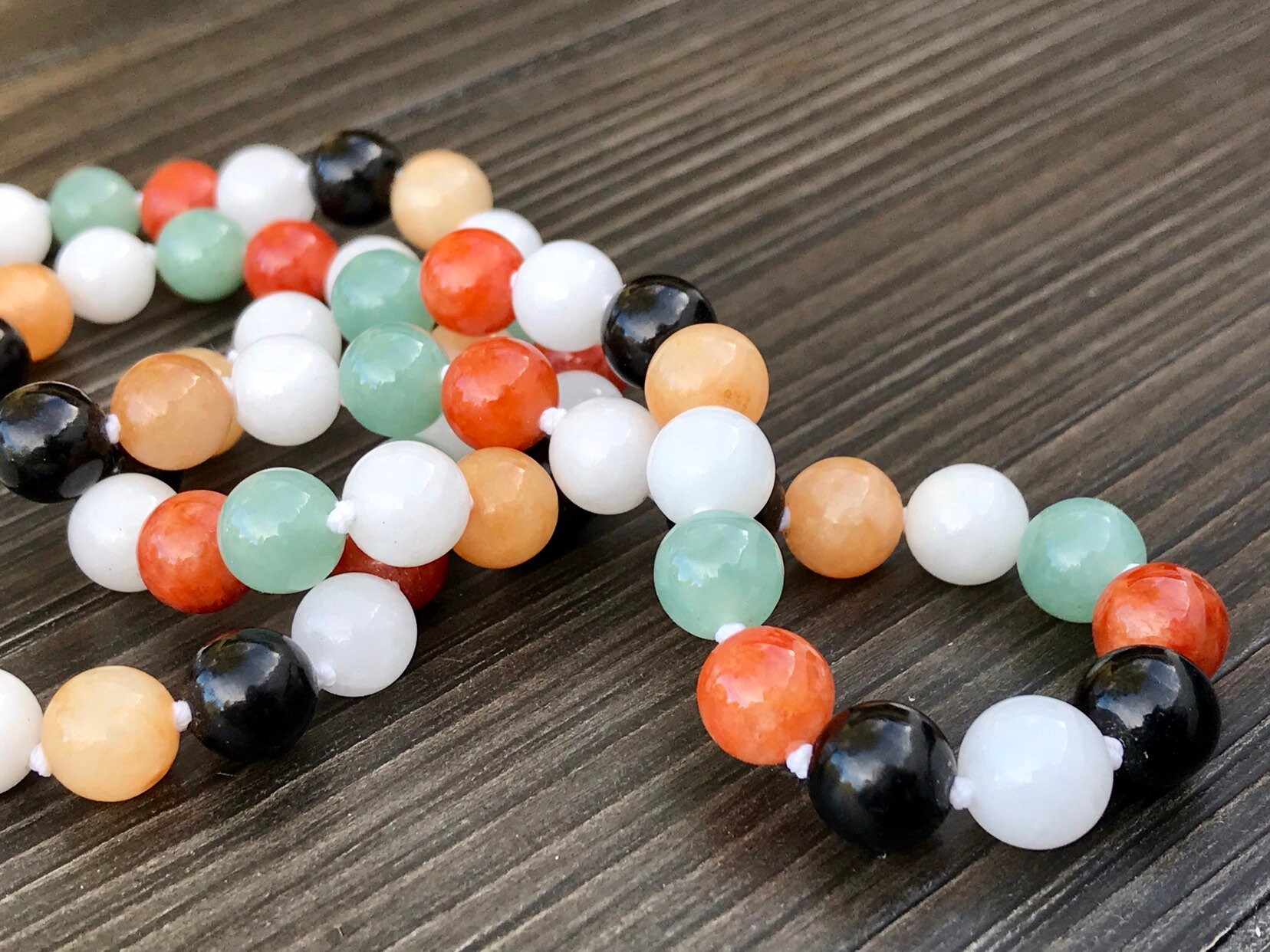 Vintage 14K Jade Bead Necklace Multicolor Jadeite Beads in | Etsy