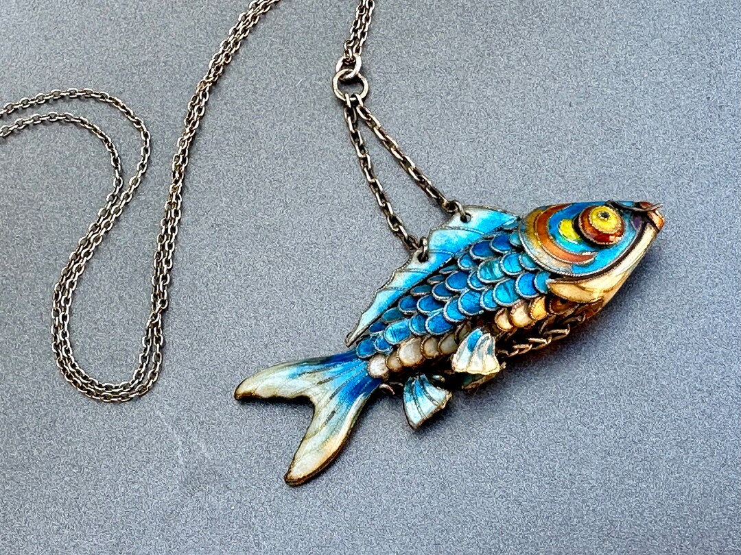 Antique Chinese Export Koi Necklace Reticulated Moveable Large Fish ...