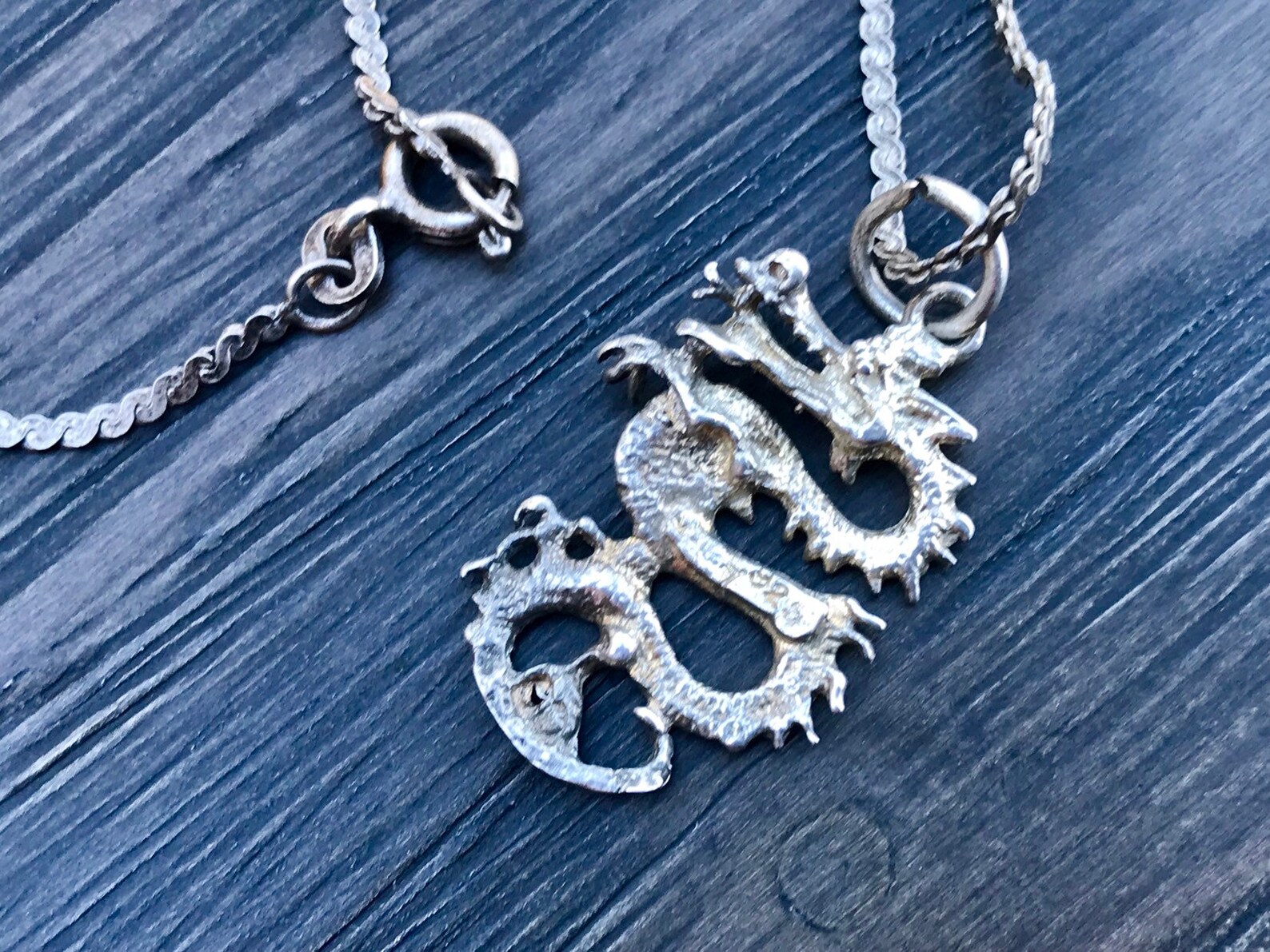 Vintage Sterling Chinese Dragon Pendant Necklace Asian Fine - Etsy