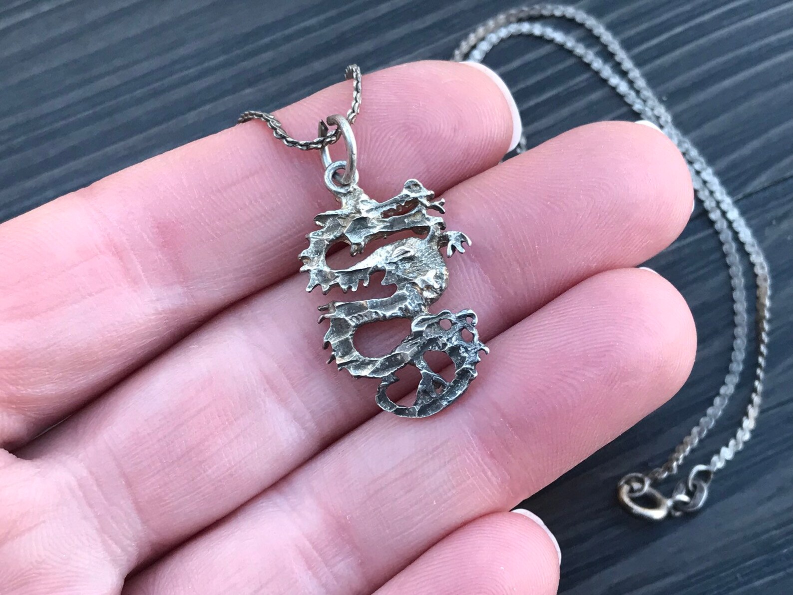 Vintage Sterling Chinese Dragon Pendant Necklace Asian Fine - Etsy