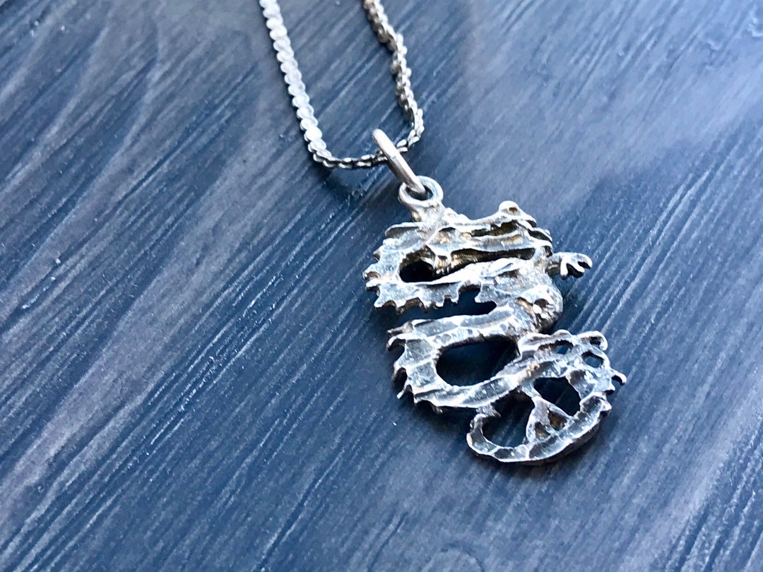 Vintage Sterling Chinese Dragon Pendant Necklace Asian Fine Jewelry ...