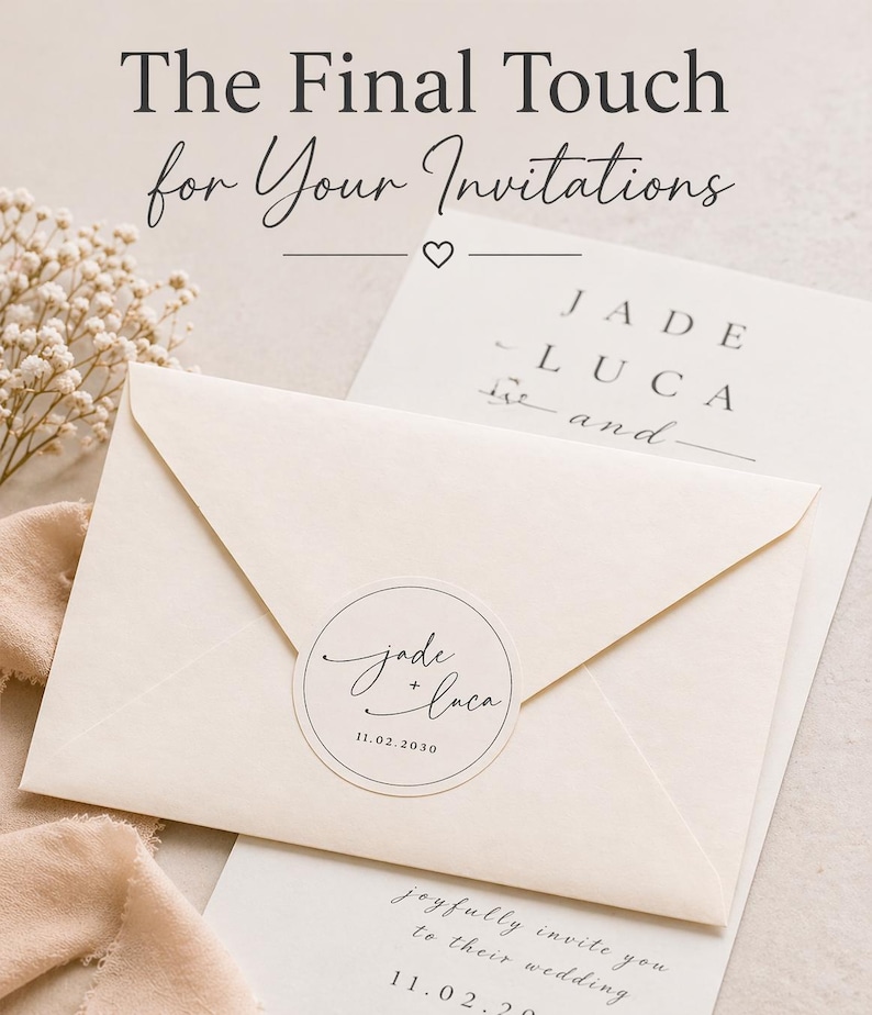 Personalized Wedding Envelope Stickers, Custom Names Date Labels ...