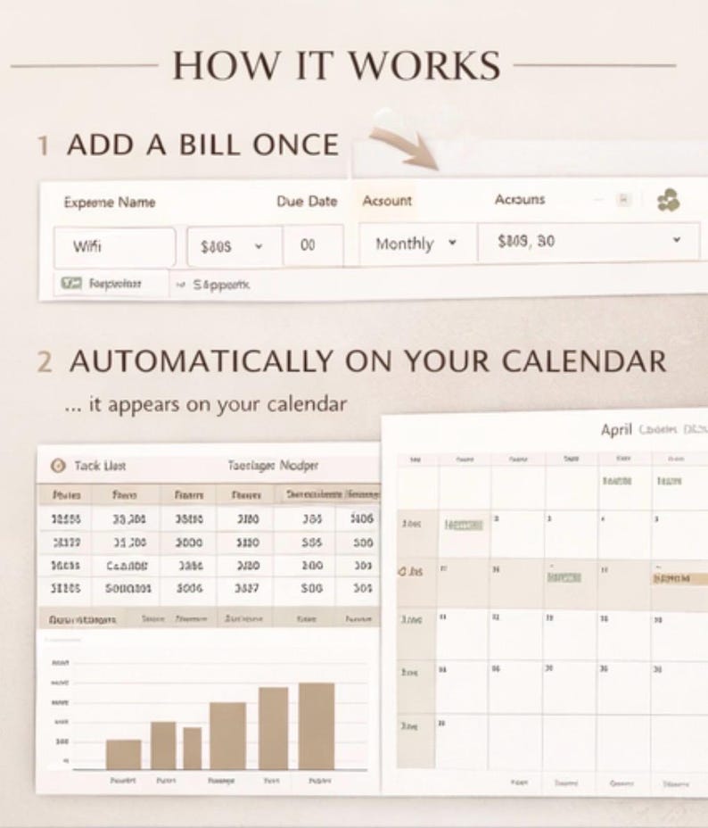 ADHD Budget & Bill Tracker Spreadsheet | Automated Money/calendar ...