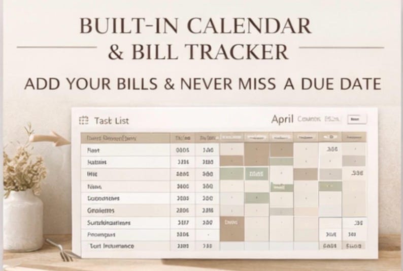 ADHD Budget & Bill Tracker Spreadsheet | Automated Money/calendar ...