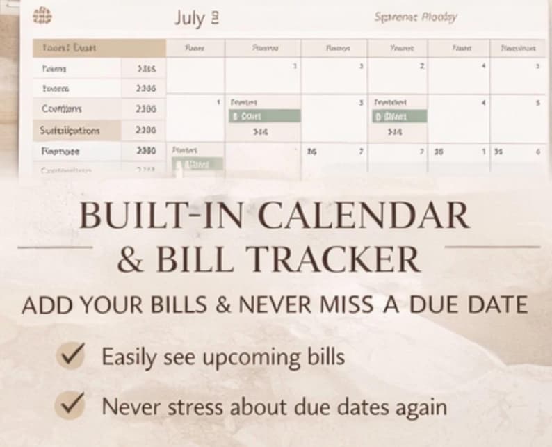 ADHD Budget & Bill Tracker Spreadsheet | Automated Money/calendar ...