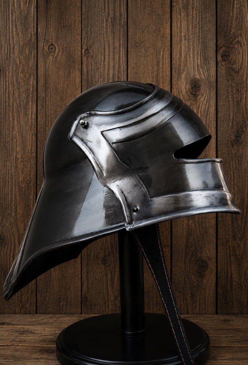 German Sallet Helmet Medieval Blackened Armor Cosplay Helmet With Visor ...