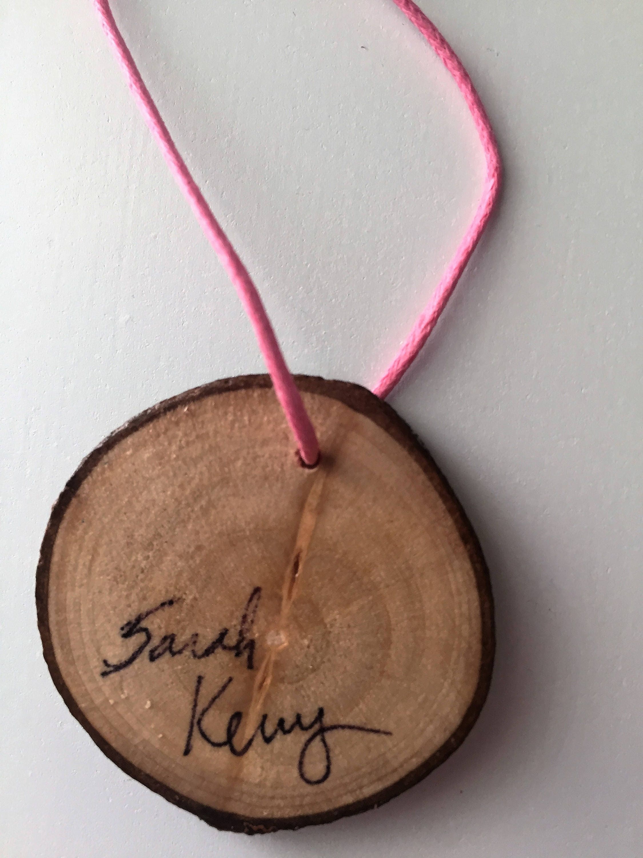 Pink Bunnies Ornament Charm Recycled Wood Rabbit Ornament Bunny ...