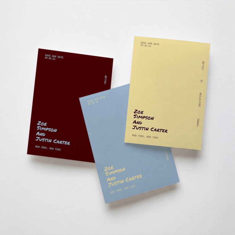 Invitation « Réservez la date » bleue | Modèle Canva géométrique et ...