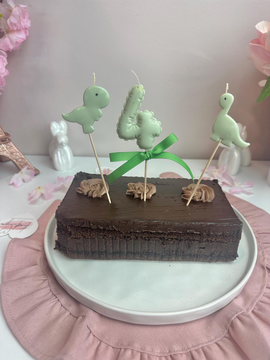 Dinosaur Birthday Candles, Number Candle, Handmade Cake Toppers, Dino ...