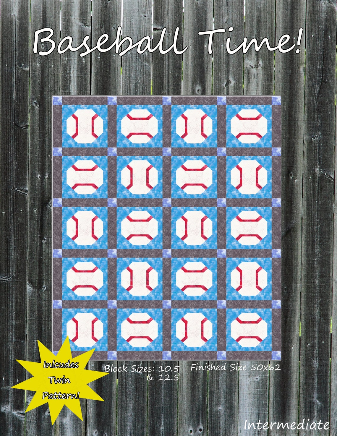 Baseball Time - Lap or Twin Quilt Pdf Pattern - Etsy