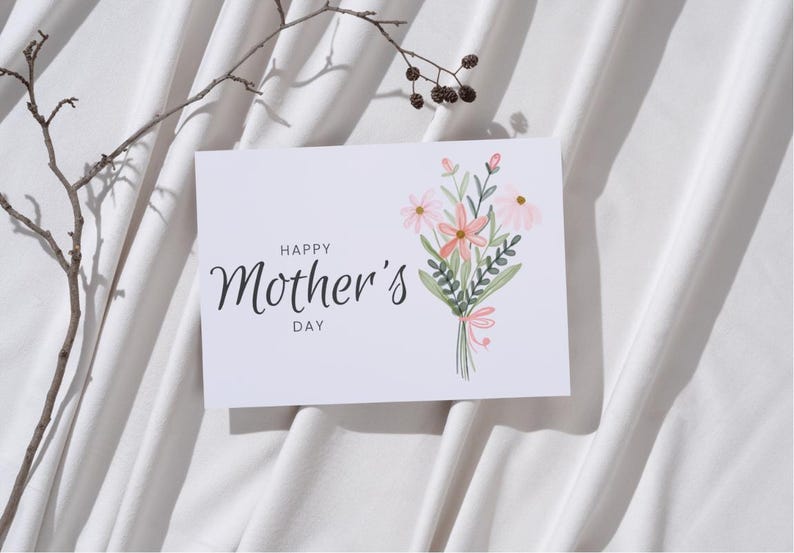 Mother's Day Card | Watercolor Floral Bouquet, Editable Canva Template ...