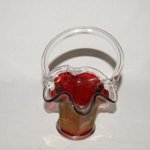 Fenton Signed Ruby Red Basket - 40th Anniversary Gift - Etsy