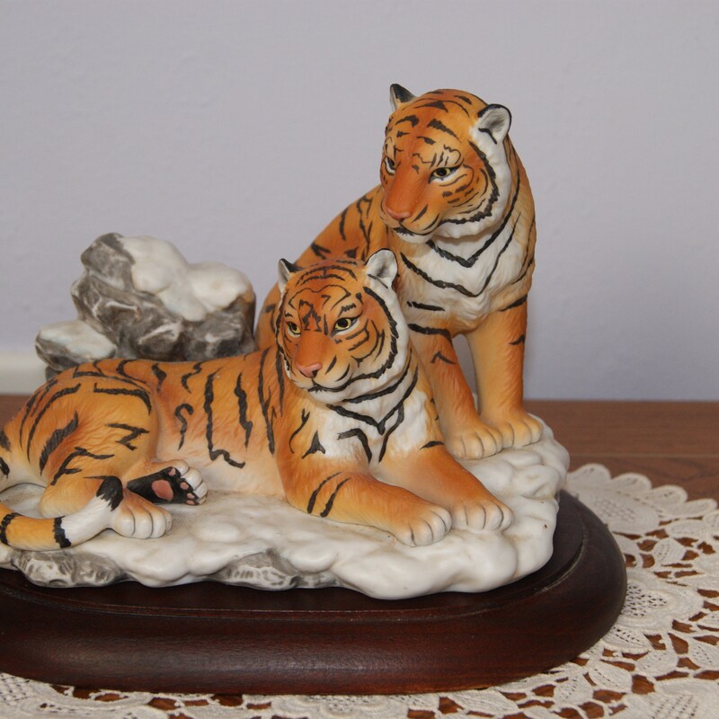 Porcelain Tiger Figurine - Etsy