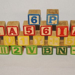 Vintage Wood Alphabet Blocks in Tin Box Box of Blocks - Etsy