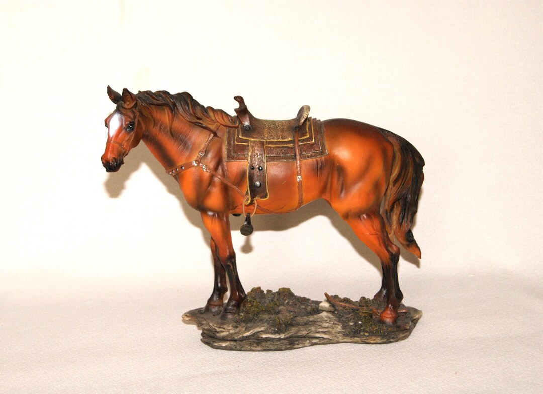Resin Horse With Saddle - Equine Decor - Etsy